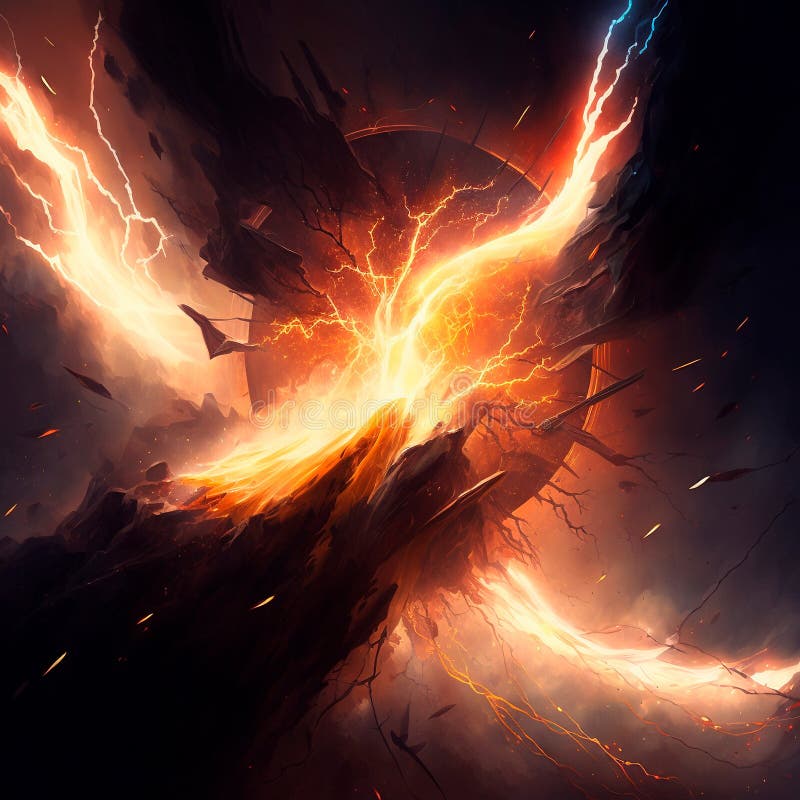 Abstract Image of the Energy of Fire and Lightning, Which Mix into ...