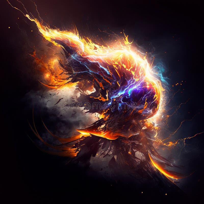 Abstract Image of the Energy of Fire and Lightning, Which Mix into ...