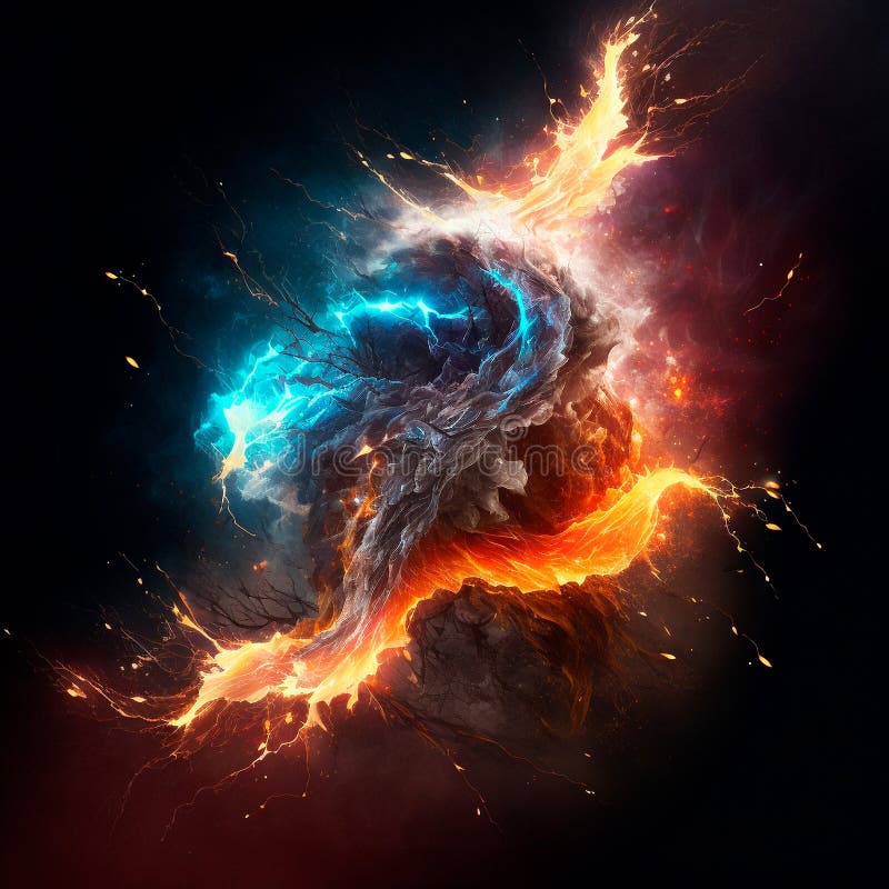 Abstract Image of the Energy of Fire and Lightning, Which Mix into ...