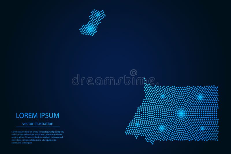 Abstract Image Equatorial Guinea Map from Point Blue and Glowing Stars ...
