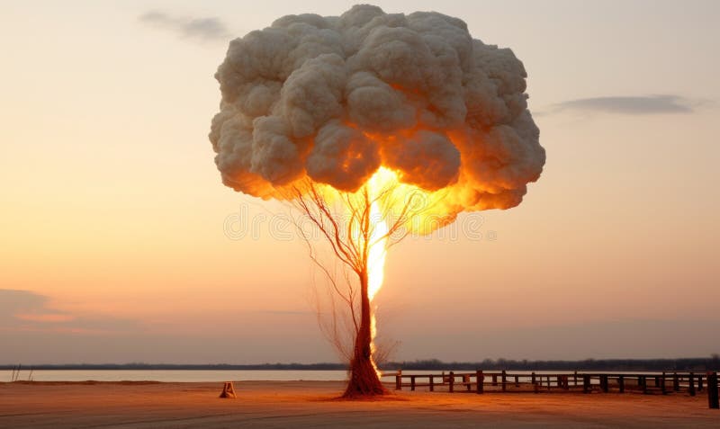 Abstract Image of Explosion with Smoke and Fire. Explosion Cloud ...