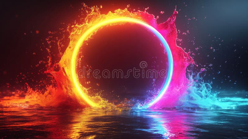Abstract Colorful Circular Splash with Vibrant Colors Stock Image ...