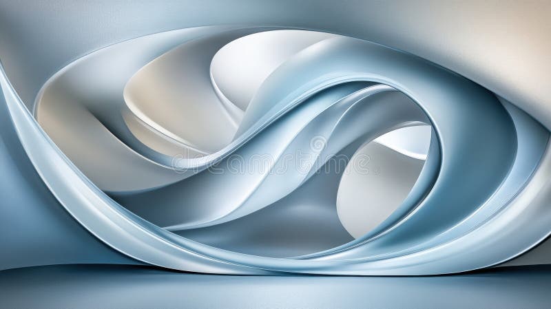 Abstract Fluid Shapes in Soft Blue and White Tones Create a Serene ...