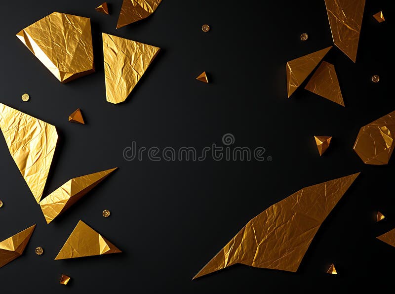 Abstract Golden Geometric Shards on Dark Textured Background, Ai Generated Stock Illustration ...