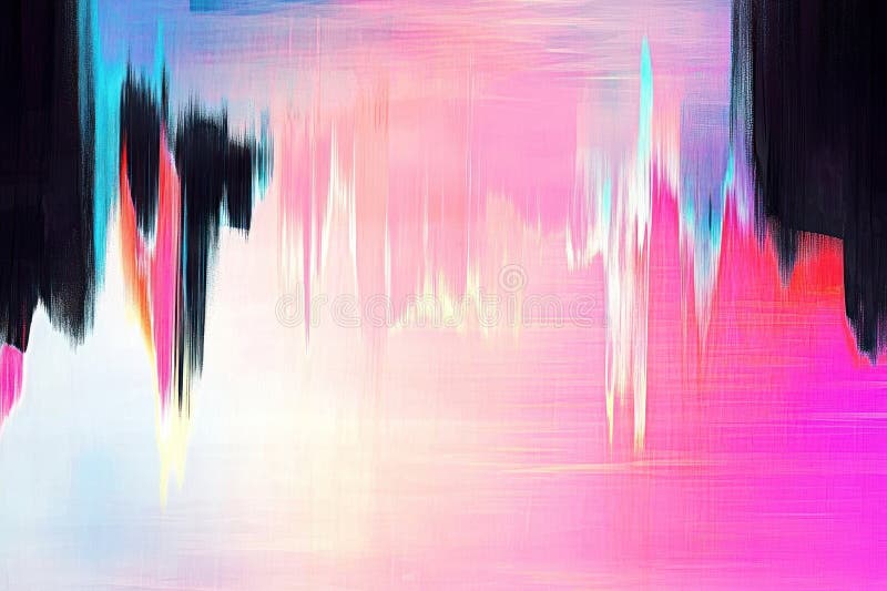 Abstract Mint Pink & Black Glitch Art Background with Distortion Effect ...