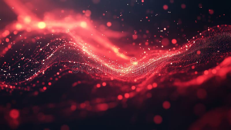 This Abstract Image Features a Vibrant Red Particle Wave Symbolizing ...