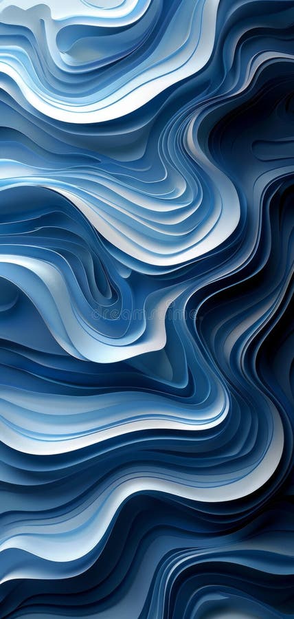 Abstract Blue and Grey Pattern with Flowing Layered Design and Waves ...