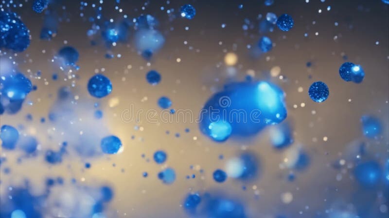 Abstract Blue Spheres Falling on a Golden Background Stock Video ...