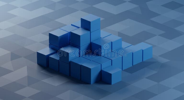 Abstract 3D Blue Cubes Composition: a Study in Geometric Form and ...