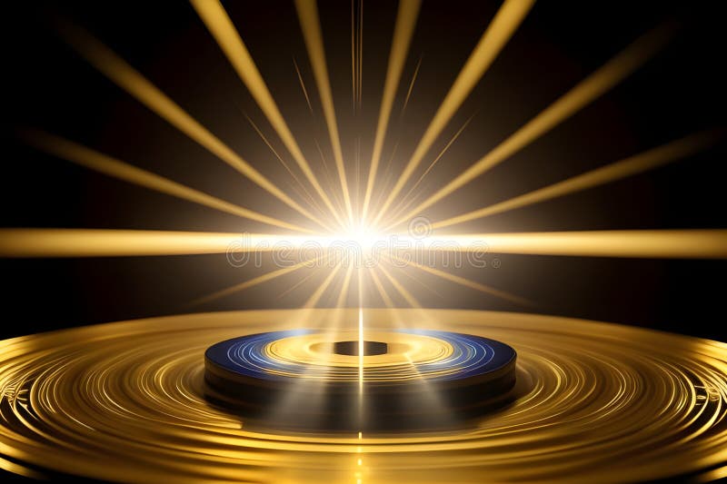 Floating Gold Discs Abstract Background with Light and Shadow Effects ...