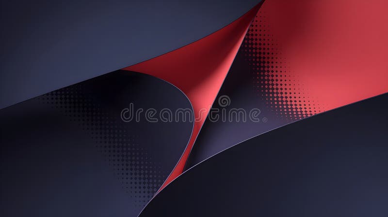 Abstract Red and Blue Curved Paper Design with Dotted Patterns Stock ...