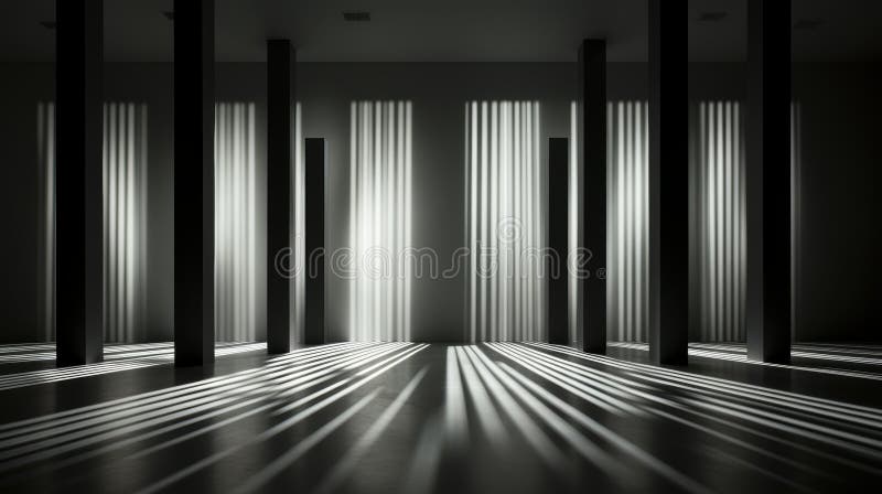 Abstract Image Featuring Dark Vertical Columns with Dramatic Light and ...