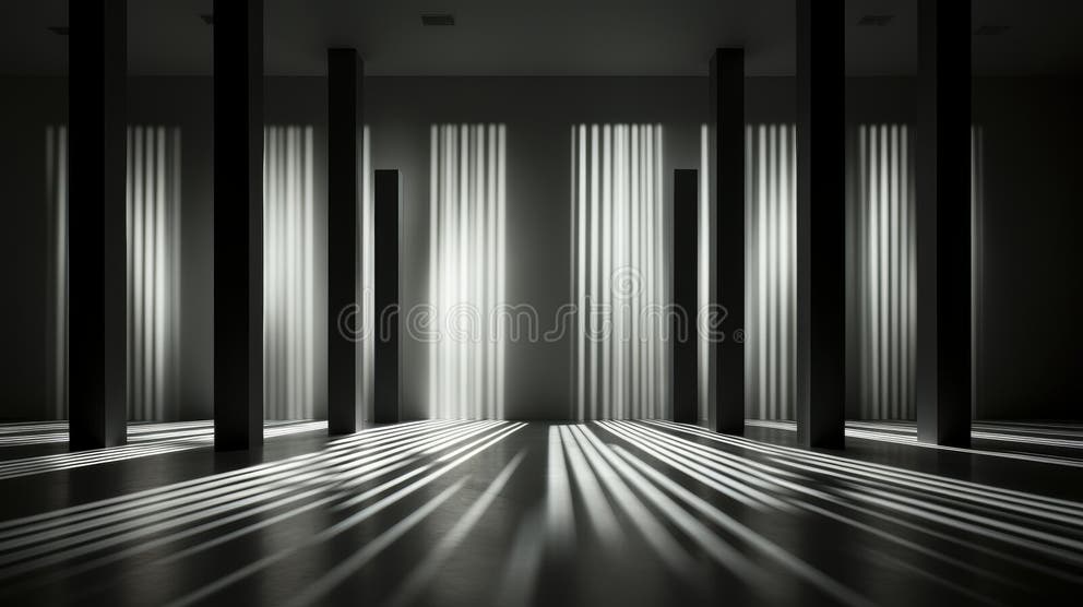 Abstract Image Featuring Dark Vertical Columns with Dramatic Light and ...