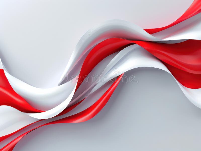 Abstract Red and White Ribbon Waves on Light Background for Modern ...