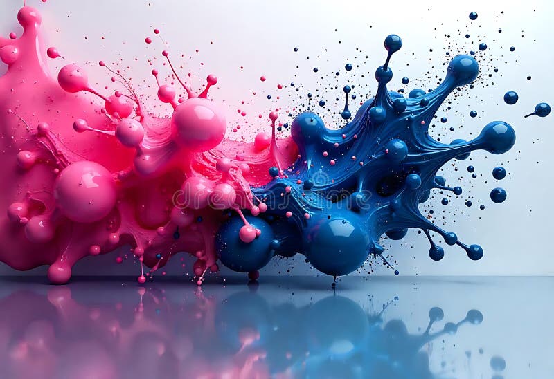 Abstract Splash with Pink and Blue Coloration Stock Illustration ...