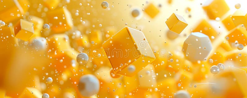 Abstract Yellow and White Geometric Shapes Floating in Yellow ...