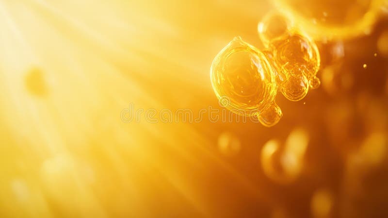 Abstract Image Featuring Golden Bubbles Illuminated by Sunlight Stock ...