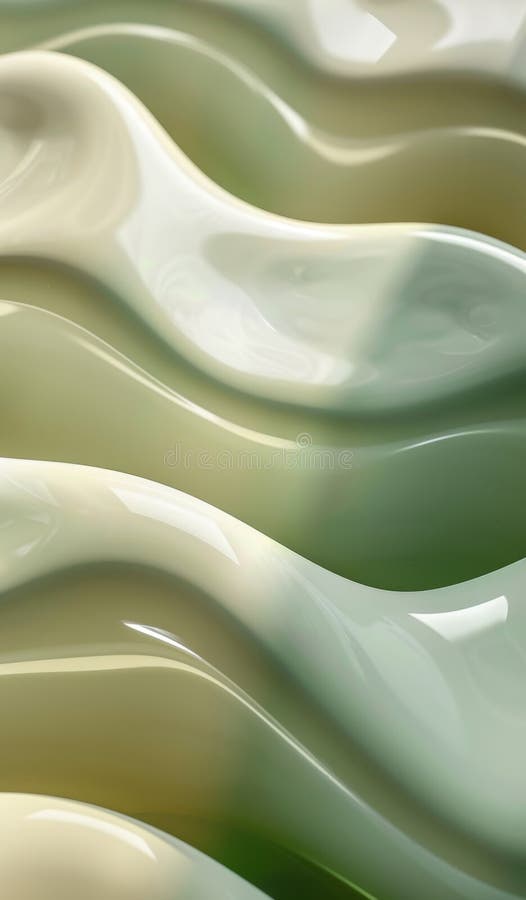 Abstract Green Organic Shapes with Smooth Waves and Fluid Lines in 3D ...