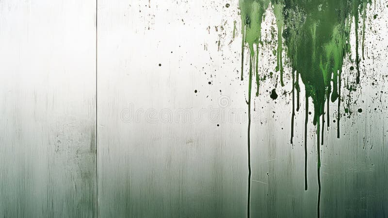 Abstract Image Featuring Green Paint Drips on a Textured White Surface ...