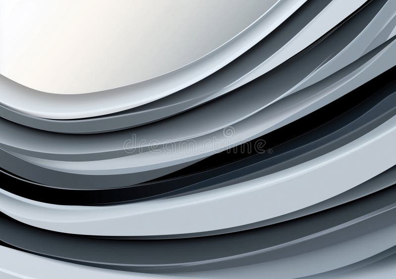 Abstract Image Featuring Layered, Curved Shapes in Shades of Gray and ...