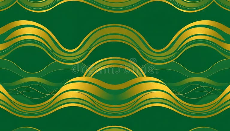 Abstract Green Gold Wave Pattern Design Stock Illustration ...