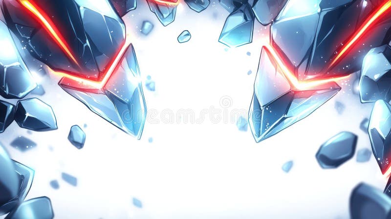 Abstract Image Featuring Sharp, Glowing Crystals Breaking through a ...
