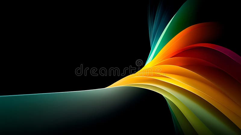 Abstract Colorful Ribbon Waves on Black Background Modern Design ...