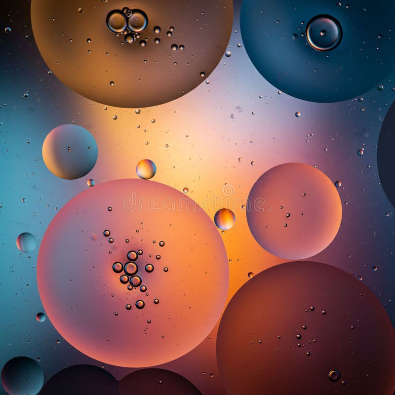 Abstract Image Featuring Translucent Oil Droplets Suspended in Water ...