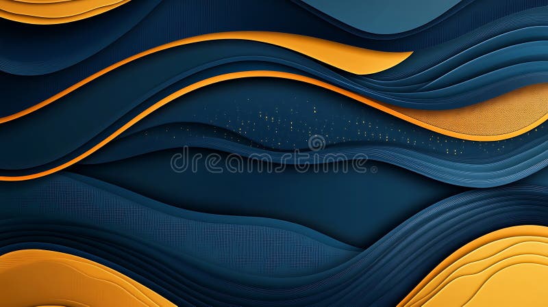 Abstract Blue and Gold Wave Pattern Design Stock Illustration ...