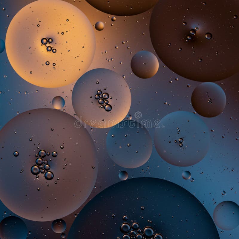 Abstract Image Featuring Variously Sized, Translucent Oil Droplets ...