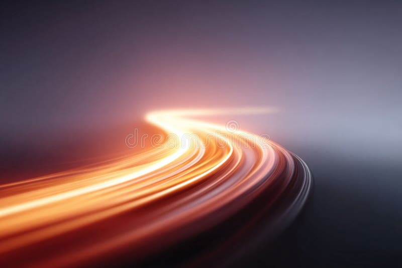 Abstract Image Featuring a Vibrant, Curved Light Trail. Evokes Speed ...