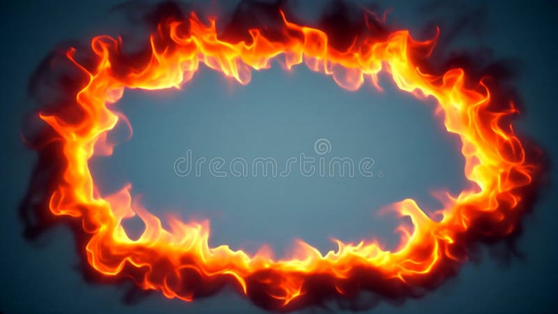 Fiery Oval Frame: Abstract Burning Ring of Inferno for Design Elements ...