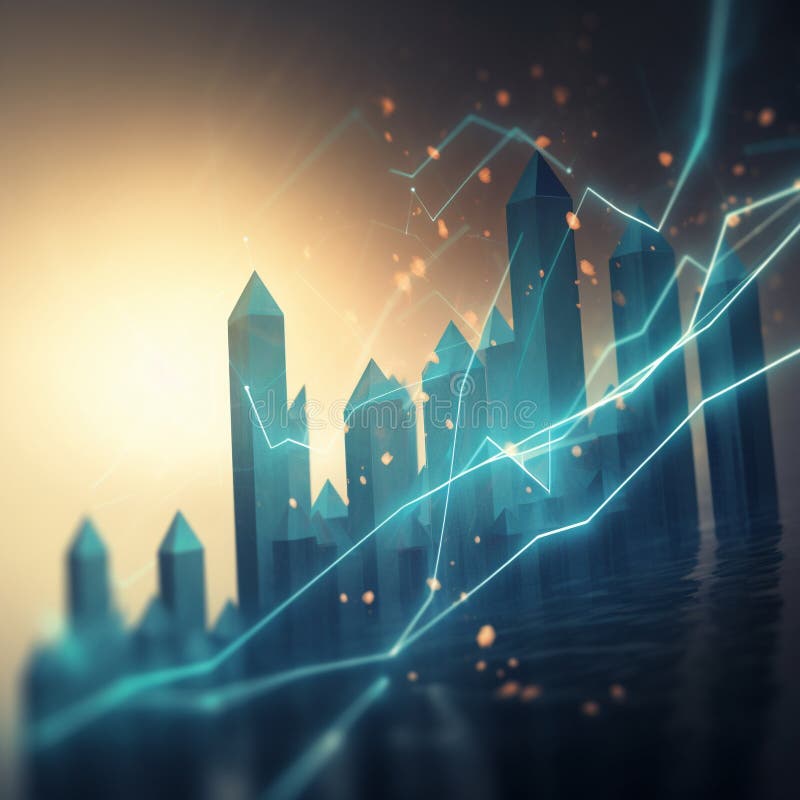 Abstract Image of Financial Chart with Arrows and Lines Pointing ...