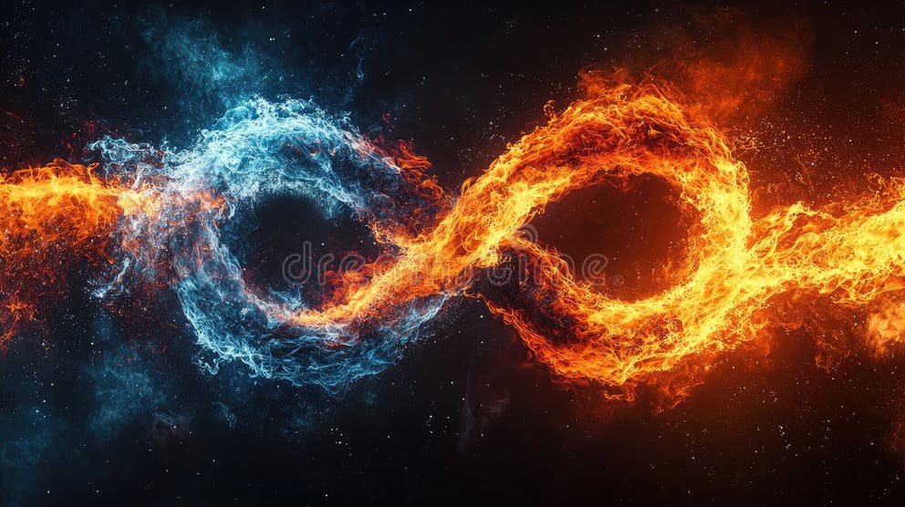 Abstract Image of Fire and Ice Intertwined in the Shape of an Infinity ...