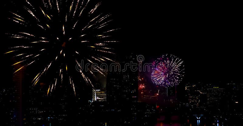 Abstract Image of Firework Background in the City for a Celebration and ...