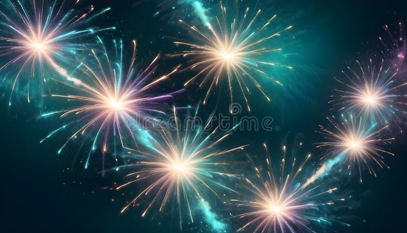 Abstract Image of Fireworks Exploding in a Night Sky, Creating a ...