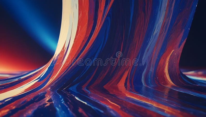 Abstract Image of a Flowing, Liquid-like Surface with Streaks of Red ...