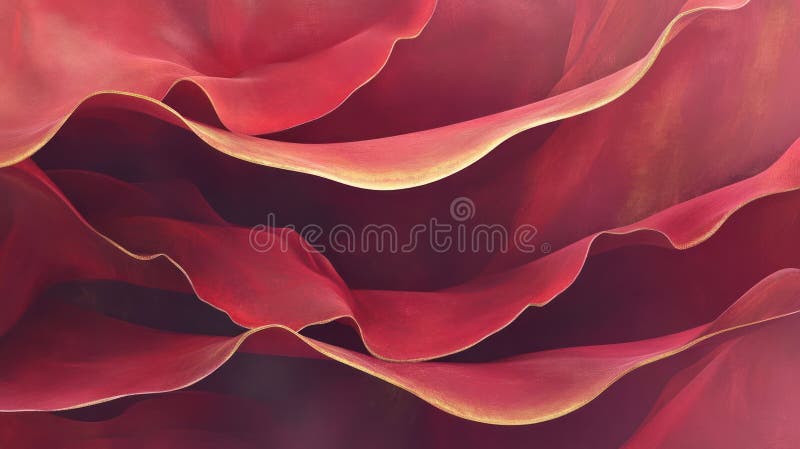 Abstract Image of Flowing Red and Gold Fabric or Petals, Emphasizing ...