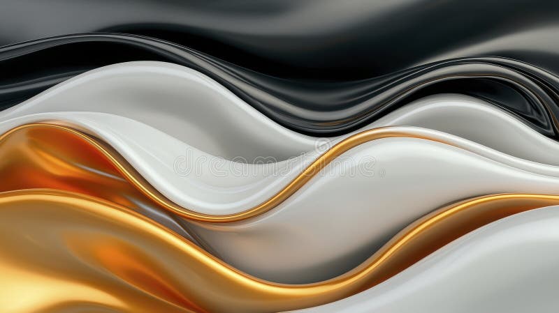 Abstract Gold White Black Wavy Metallic Textures Stock Illustration ...