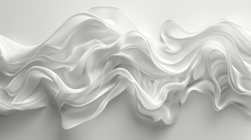 Abstract Image of Flowing White Fabric Creating a Wave-like Pattern on ...