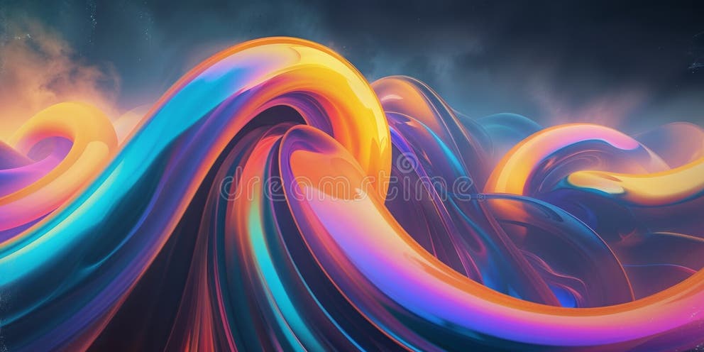 Abstract Image of Fluid Curved Forms with Gradients of Color Stock ...