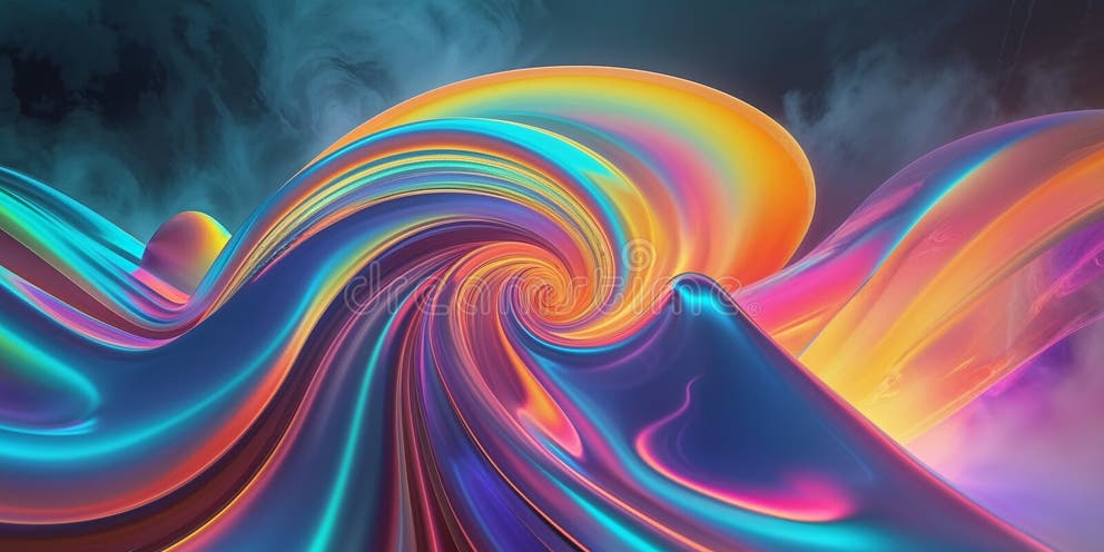 Abstract Image of Fluid Curved Forms with Gradients of Color. Stock ...