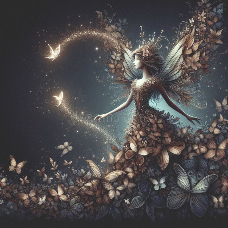 Abstract Image of a Flying Fairy Stock Illustration - Illustration of ...