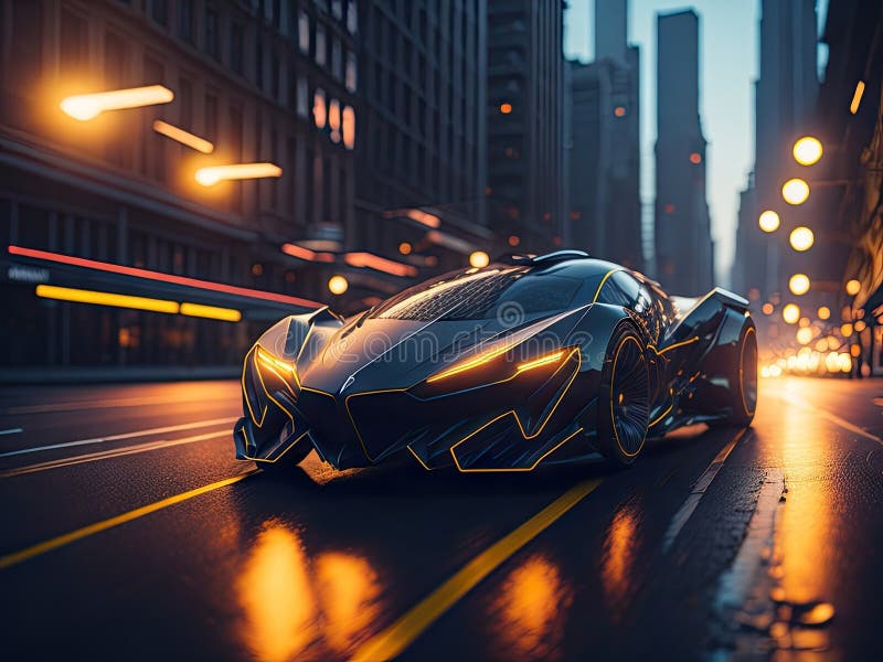 An Abstract Image of a Futuristic Car Driving. Ai Generative Stock ...