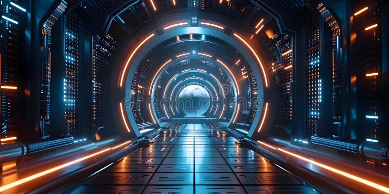 Abstract Image of a Futuristic Metal Gate with a Security Control ...