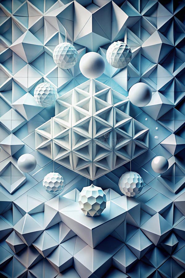 Abstract Image, Geometric Background with White Shapes, Three ...