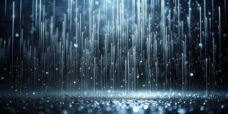 Abstract Image of Glistening Rain Falling Onto a Dark Surface ...