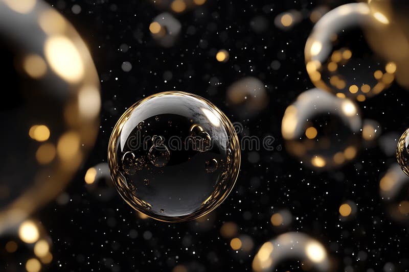 Abstract Image of Glistening Spheres in Dark Background Stock ...