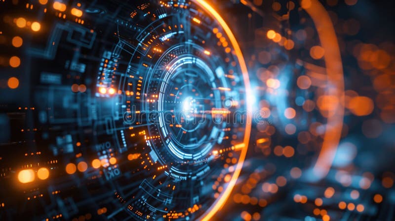 This is an Abstract Image of a Glowing Blue and Orange Sphere with a ...