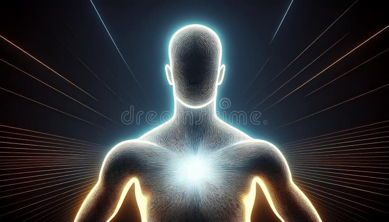 Human Body Energy Field Radiating Light Beams Background Stock ...